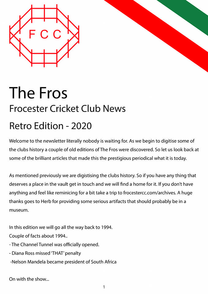 The Fros – Retro Edition – Frocester Cricket Club